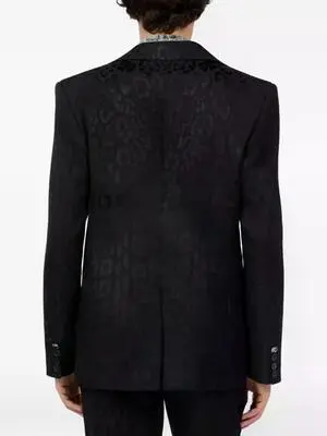 Roberto Cavalli Leopard-jacquard Notched-lapel Jacket