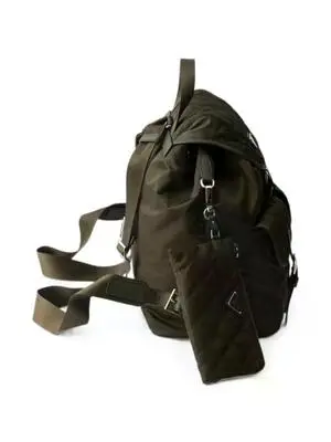 Prada Medium Quilted Re-nylon Backpack With Saffiano Leather Trim - Green
