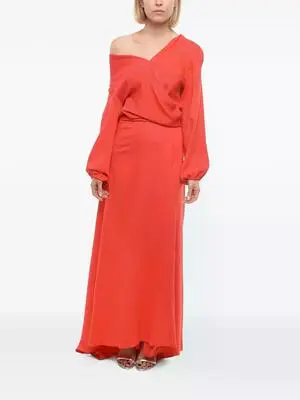 SUPER BLOND Belted Wrap Maxi Party Dress - Red