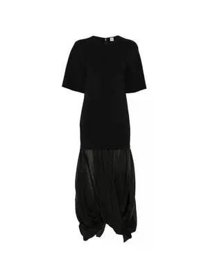 TOTEME Short Sleeve Crew Neck Midi Dress - Black