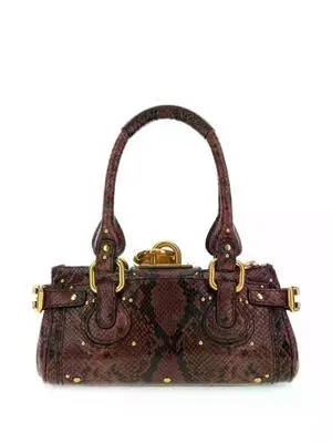 Chloé Small Paddington Snakeskin-effect Tote Bag - Brown