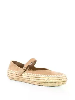 Loewe Mary Jane Woven-trim Ballet Flats - Neutrals