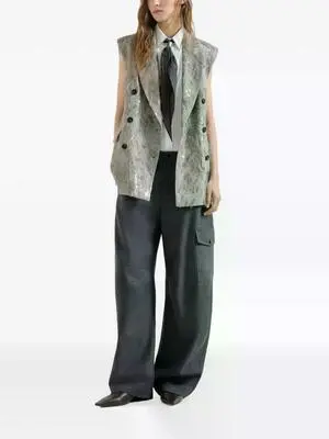 Brunello Cucinelli Virgin Wool Twill Cargo Barrel Trousers With Monili Embellishment