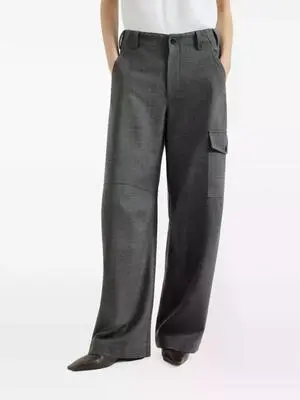 Brunello Cucinelli Virgin Wool Twill Cargo Barrel Trousers With Monili Embellishment