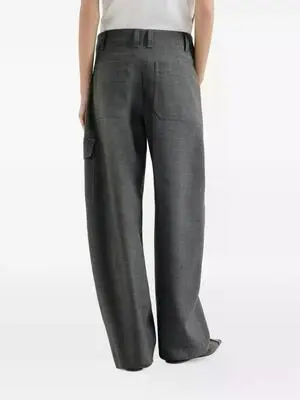 Brunello Cucinelli Virgin Wool Twill Cargo Barrel Trousers With Monili Embellishment