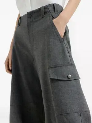Brunello Cucinelli Virgin Wool Twill Cargo Barrel Trousers With Monili Embellishment