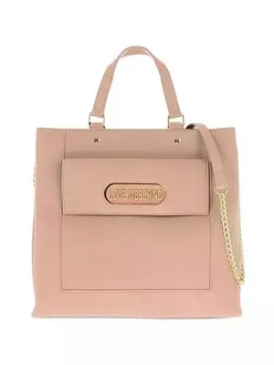 Moschino Logo Plaque Tote Bag - Neutrals