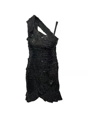 ISABEL MARANT VINTAGE Becky Ruched Sequin One-shoulder Dress - Black