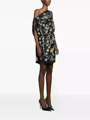 Versace One-shoulder Jewellery Print Mini Dress - Black