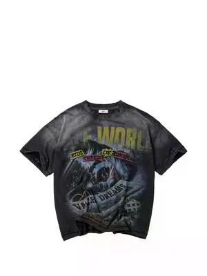VALE FOREVER Graphic-print Distressed T-shirt - Black