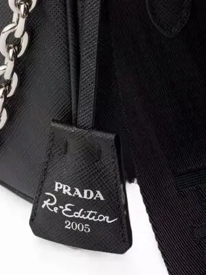 Prada Re-edition 2005 Saffiano Leather Shoulder Bag - Black