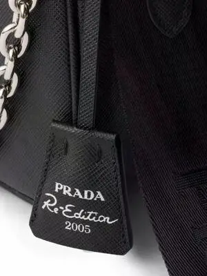 Prada Re-edition 2005 Saffiano Leather Shoulder Bag - Black