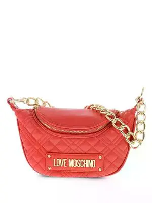 Moschino Quilted Logo-plaque Shoulder Bag - Red