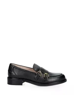 COCCINELLE Double-buckle Leather Loafers - Black