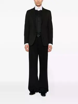 Karl Lagerfeld Contrast-collar Concealed-fastening Shirt - Black