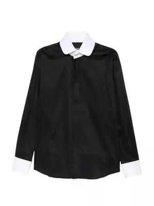 Karl Lagerfeld Contrast-collar Concealed-fastening Shirt - Black