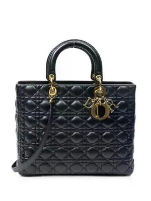 Dior Large Lady Cannage Tote Bag - Black