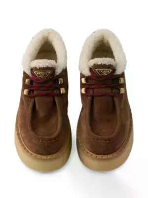 Prada Shearling Lined Suede Booties