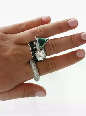IZABEL DISPLAY Chunky Crystal-embellished Rings - Silver