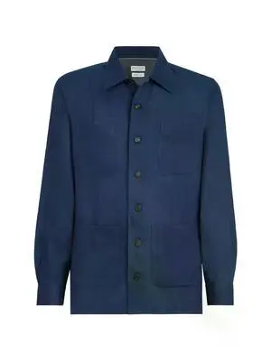 Brunello Cucinelli Linen Easy Fit Guayabera - Blue