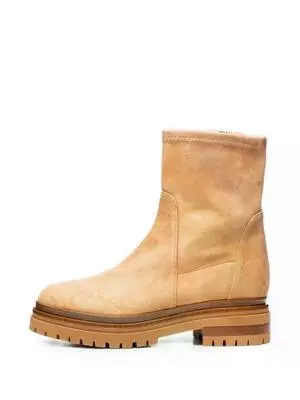 POCHE PARIS Suede Chunky Ankle Boots - Neutrals