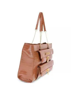 Moschino Crocodile-effect Love Tote Bag