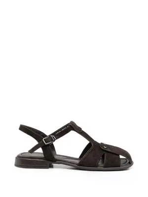 SERGIO MORETTI FIRENZE Suede Buckled Sandals - Brown