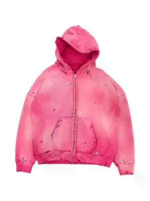 MOOJI MOOJI Distressed Paint-splatter Hoodie - Pink
