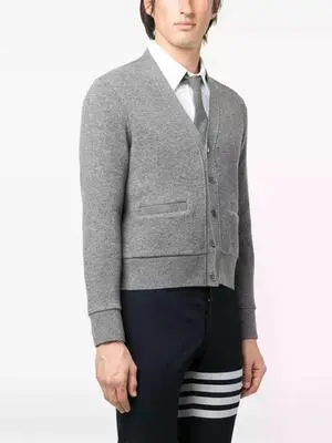 Thom Browne Cashmere Waffle Knit V-neck Cardigan