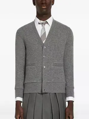 Thom Browne Cashmere Waffle Knit V-neck Cardigan