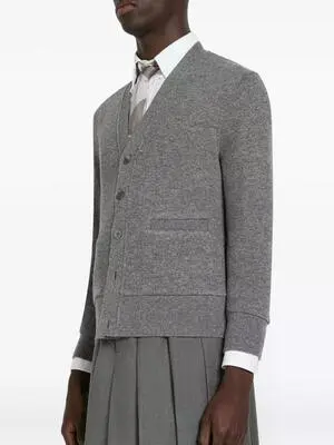 Thom Browne Cashmere Waffle Knit V-neck Cardigan