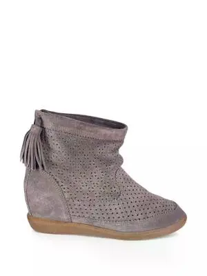 ISABEL MARANT VINTAGE Perforated Tassel Ankle Boots - Grey