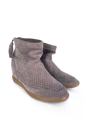 ISABEL MARANT VINTAGE Perforated Tassel Ankle Boots - Grey