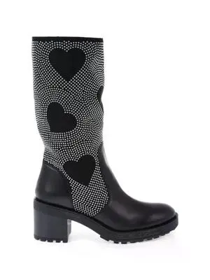 Moschino Studded Heart-pattern Boots