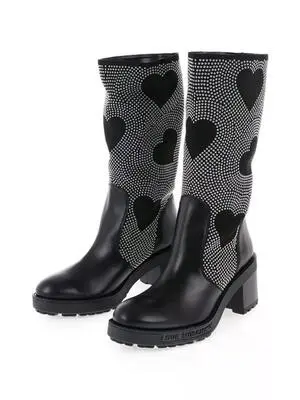 Moschino Studded Heart-pattern Boots