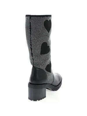 Moschino Studded Heart-pattern Boots