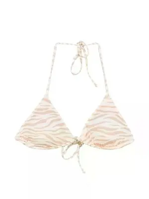 MC2 SAINT BARTH Leah Zebra-print Triangle Bikini Top - Neutrals