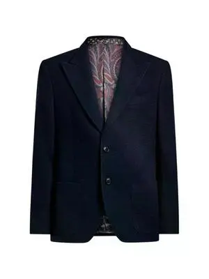 Etro Single-breasted Knit Cashmere And Wool Jacket - Blue
