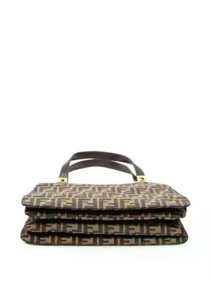 Fendi Ff Logo Plaque Zucca Pattern Tote Bag