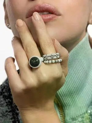 Roberto Demeglio Logo-detail Diamond Ring - Silver
