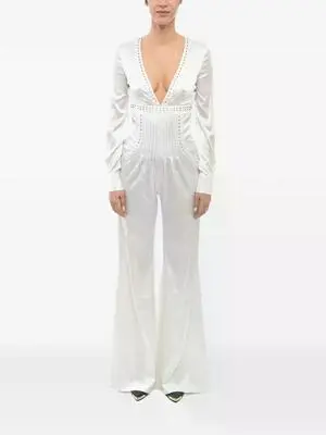 Philipp Plein Stud-embellished Satin Jumpsuit - White