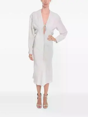 SUPER BLOND Cut-out Long-sleeve Midi Dress - Grey