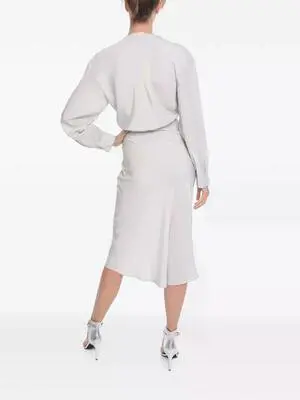 SUPER BLOND V-neck Long Sleeve Midi Dress With Cut-out Detail - Grey