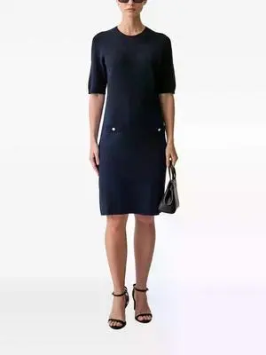 JOOP! Short-sleeve Midi Dress With Button Detail - Blue