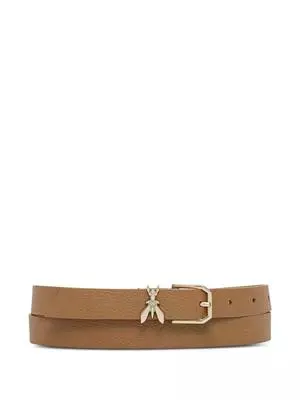 Patrizia Pepe Fly Plaque Pebbled Leather Belt - Neutrals