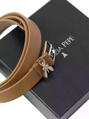 Patrizia Pepe Fly Plaque Pebbled Leather Belt