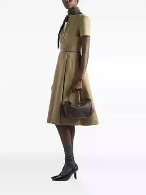 Prada Small Textured Leather Bag With Logo - Brown