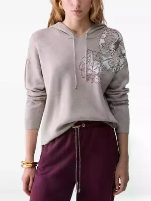 Liu Jo Jacquard Hoodie With Floral Detail