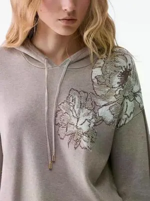Liu Jo Jacquard Hoodie With Floral Detail
