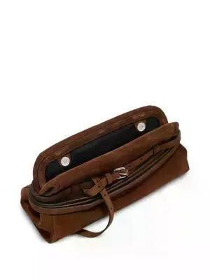 Moschino Belted Suede Clutch Bag - Brown
